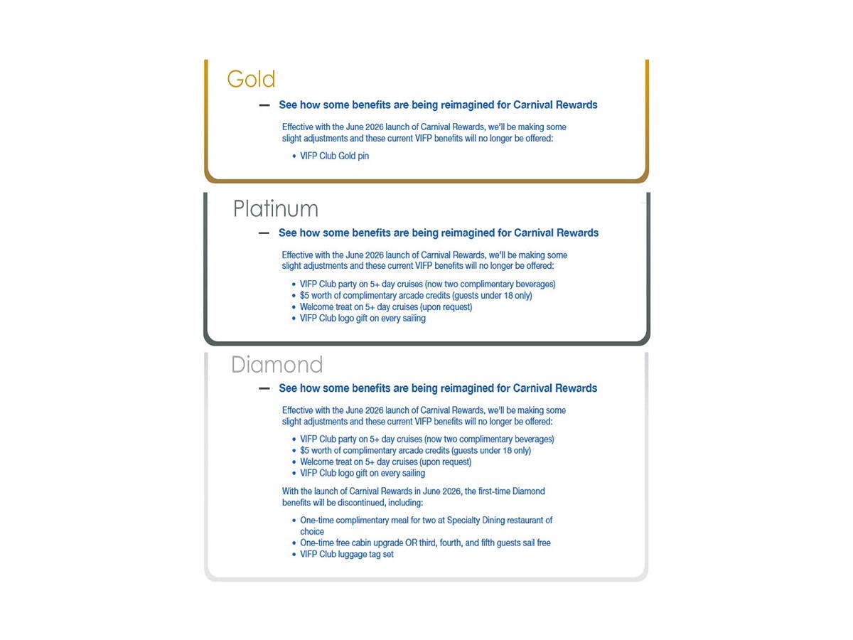 Guide to Carnival Rewards Program, VIFP Program - Cruise Critic