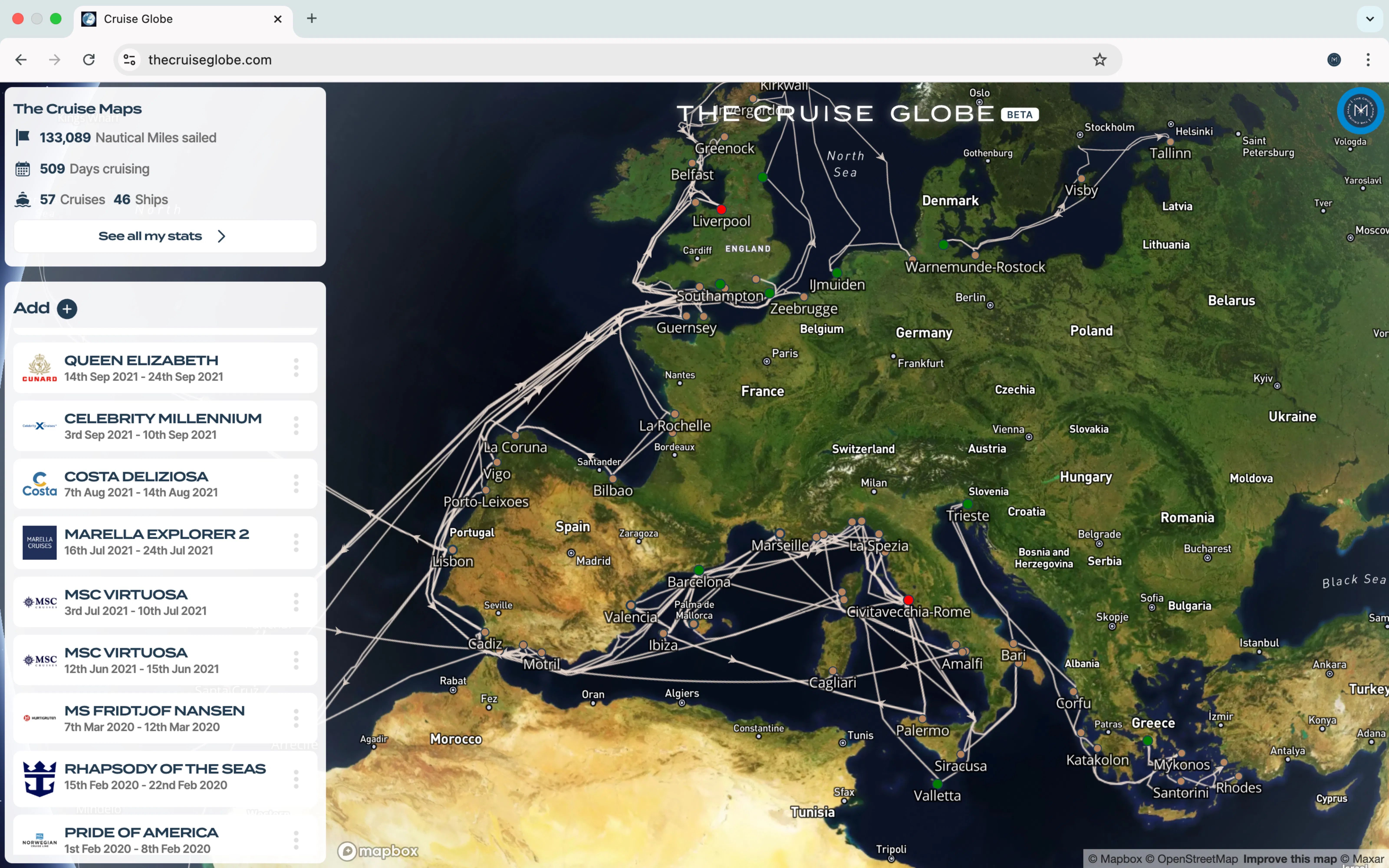 Track All Your Cruises in One Place With The Cruise Globe