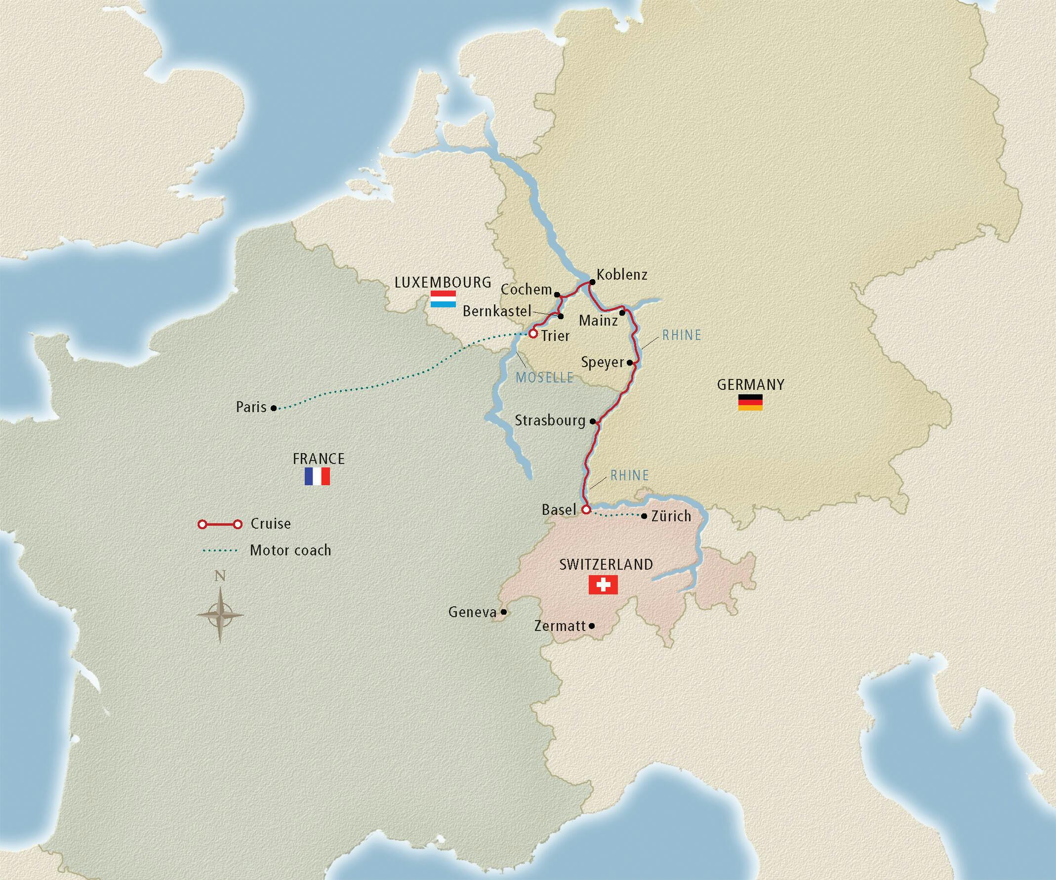 Moselle River Cruise Map