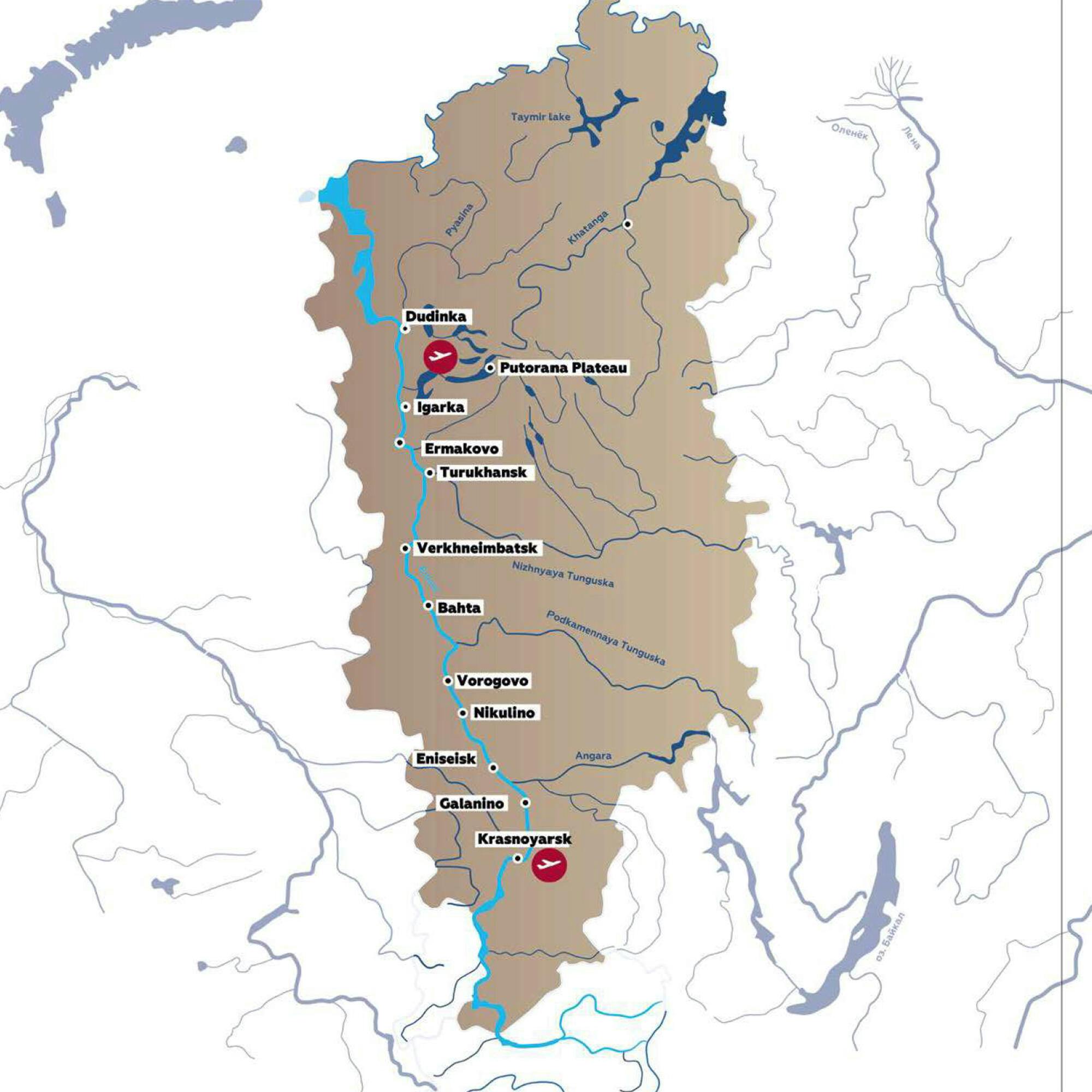 Yenisei River Cruise Map