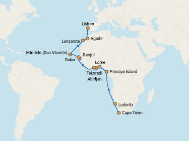 Oceania Sirena Cruise Itinerary to Africa on February 7, 2027